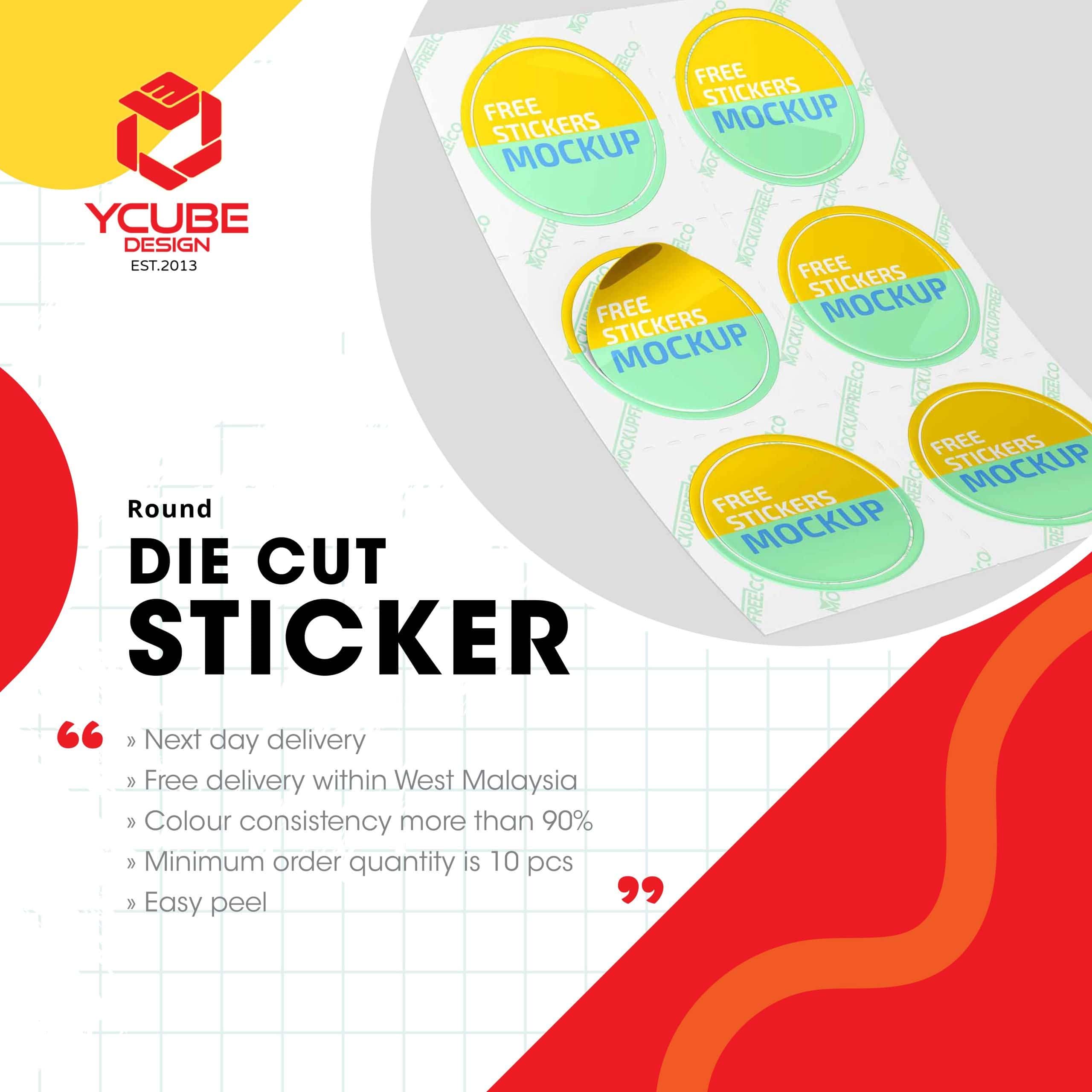 Round Sticker 20mm Diameter | Die Cut | Ycube Branding Sdn Bhd